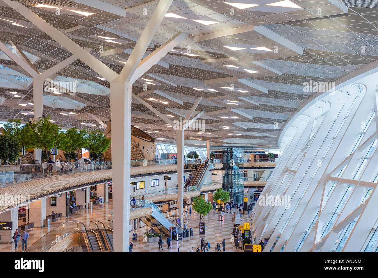 Heydar Aliyev International airport interior, Baku, Azerbaijan Stock ...