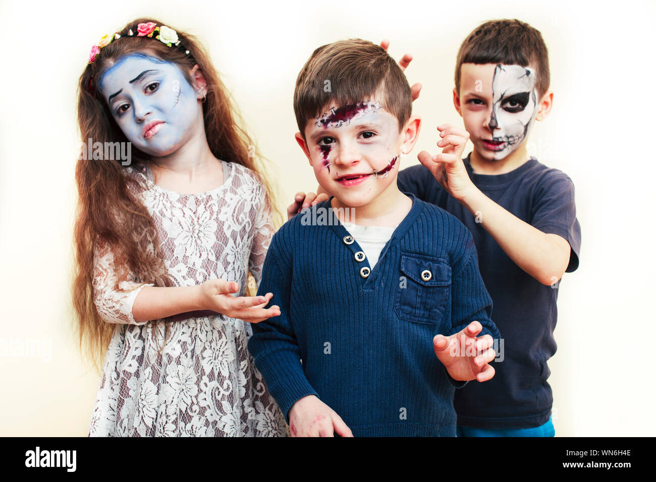 zombie apocalypse kids concept. Birthday party celebration facepaint on ...