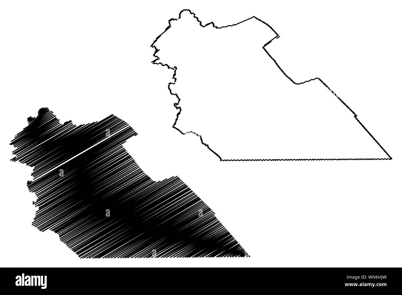 Amman Governorate (Hashemite Kingdom of Jordan) map vector illustration, scribble sketch ...