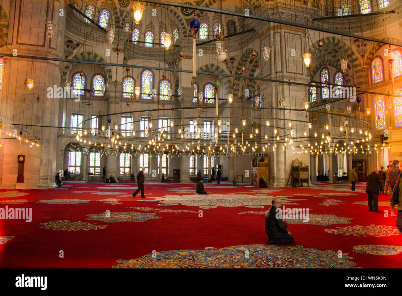 Interior of Ottoman style mosque with a huge pillars and arches Stock ...