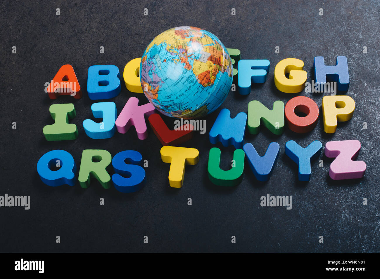 Alphabet ABC wooden letters for early education concept Stock Photo - Alamy
