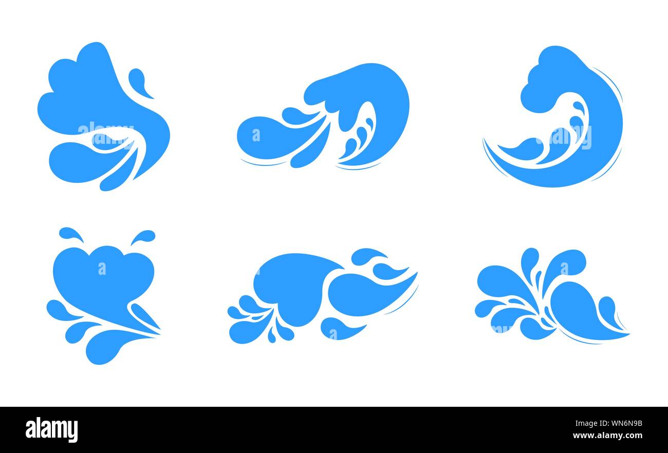 Set of splash water icon. Spray signs and liquid outburst are shown ...