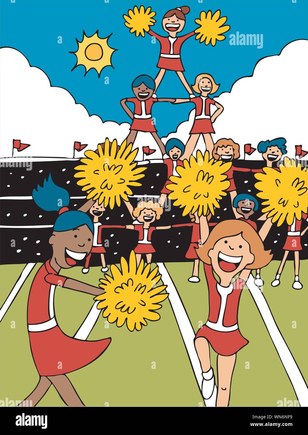 Clipart Pirimid Cheerleading