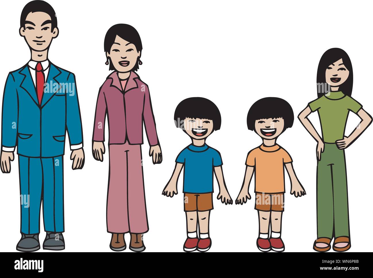 Modern Asian Family Stock Vector Image & Art - Alamy