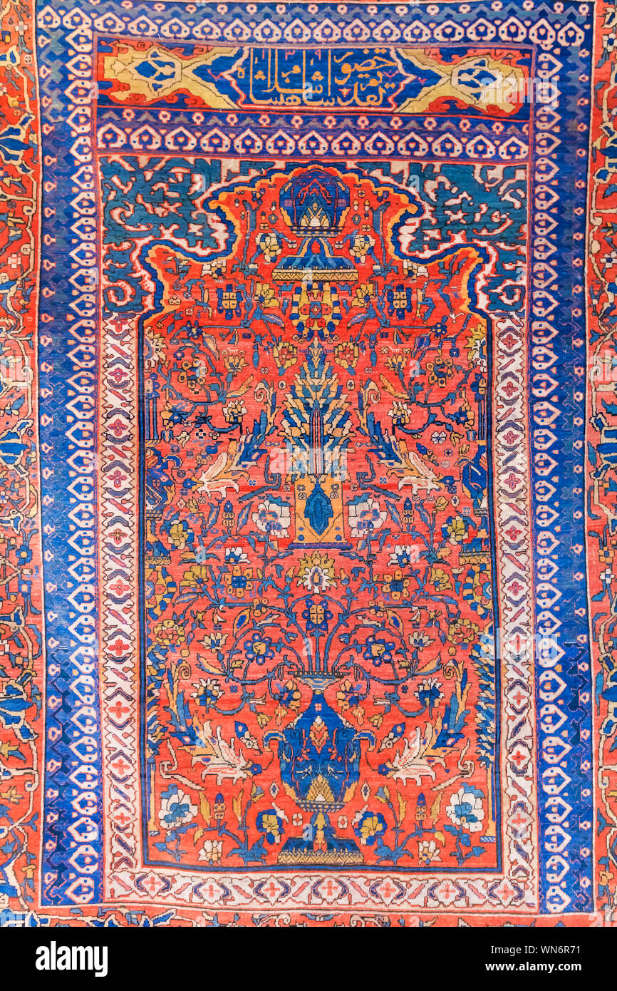 Traditional Persian carpet, Carpet Museum of Iran,Tehran, Iran Stock ...