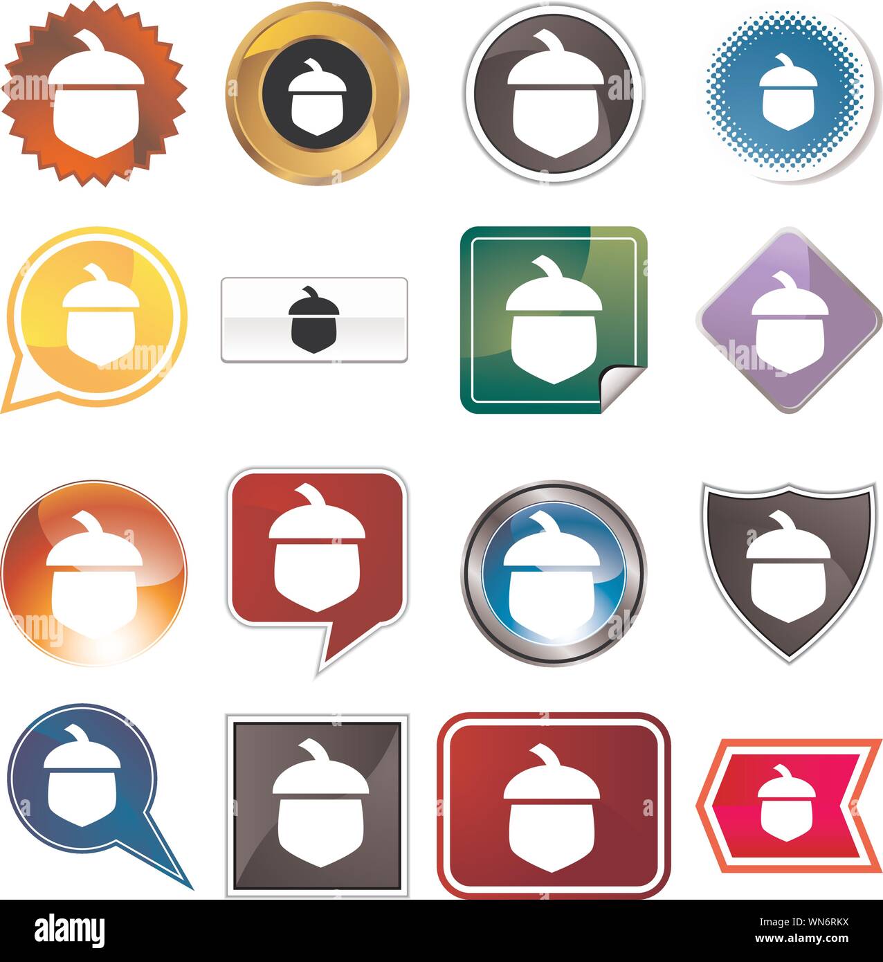 Acorn Icon Set Stock Vector Image & Art - Alamy