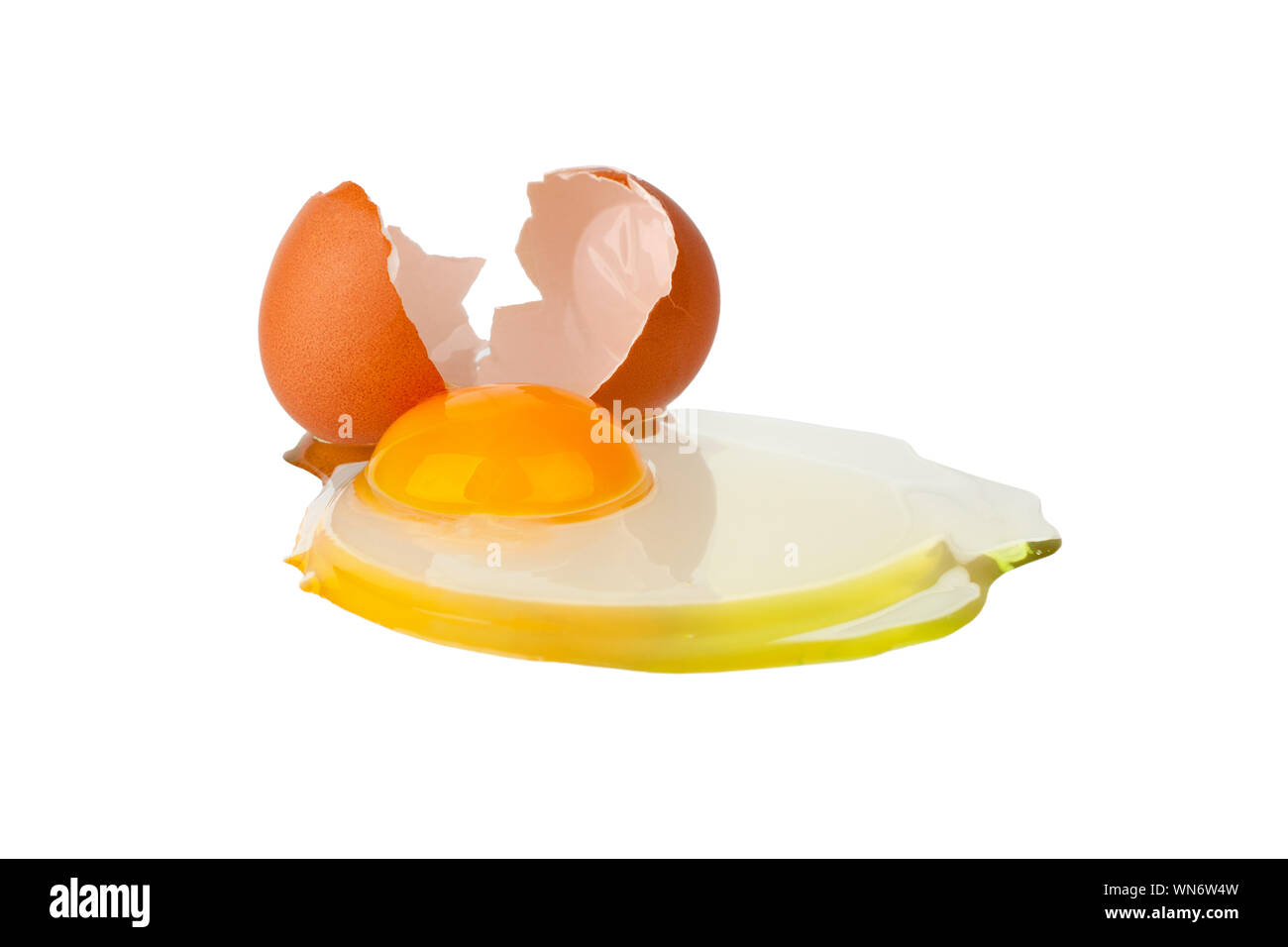 Broken brown egg on white background isolated close up, cracked ...