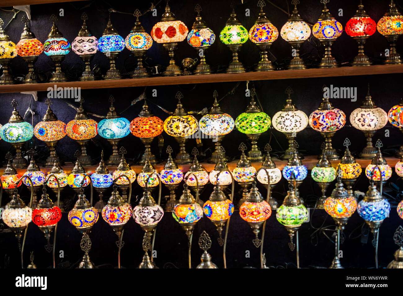 Ottoman style colorful mosaic lamps in Istanbul Turkey Stock Photo - Alamy