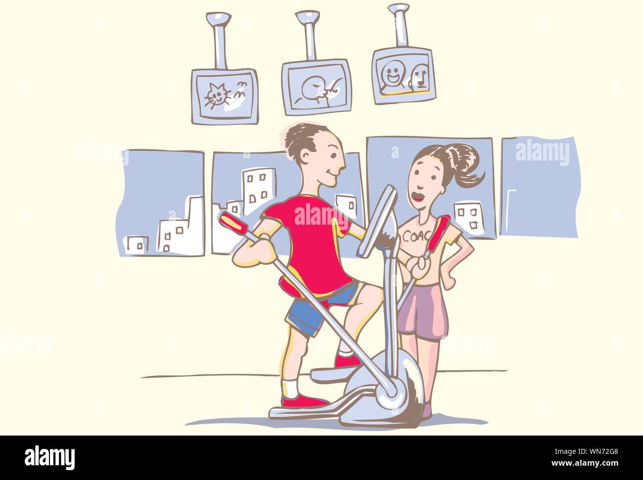 Gym Training with Coach Stock Vector Image & Art - Alamy