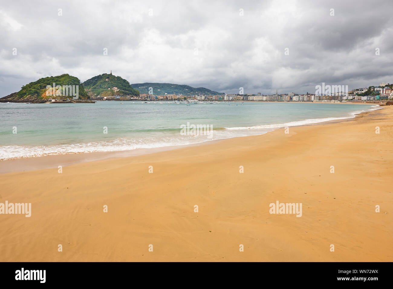 La Concha sand beach view in San Sebastian, Euskadi. Spain Stock Photo ...