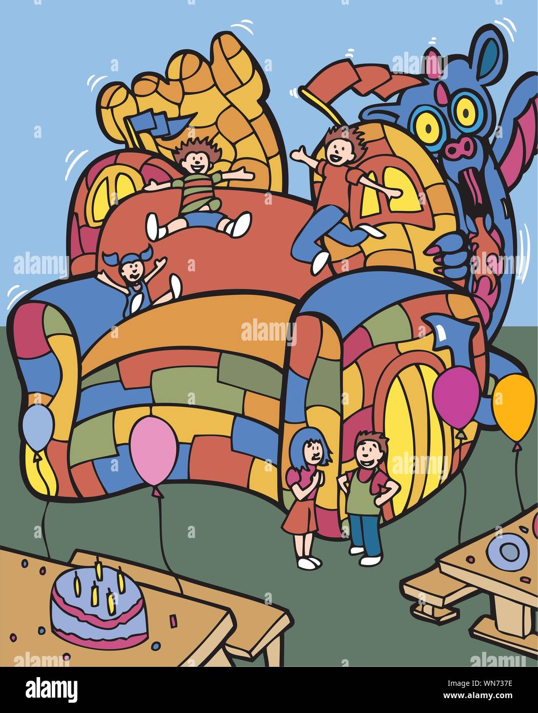 Jumping castle kids party Stock Vector Images - Alamy