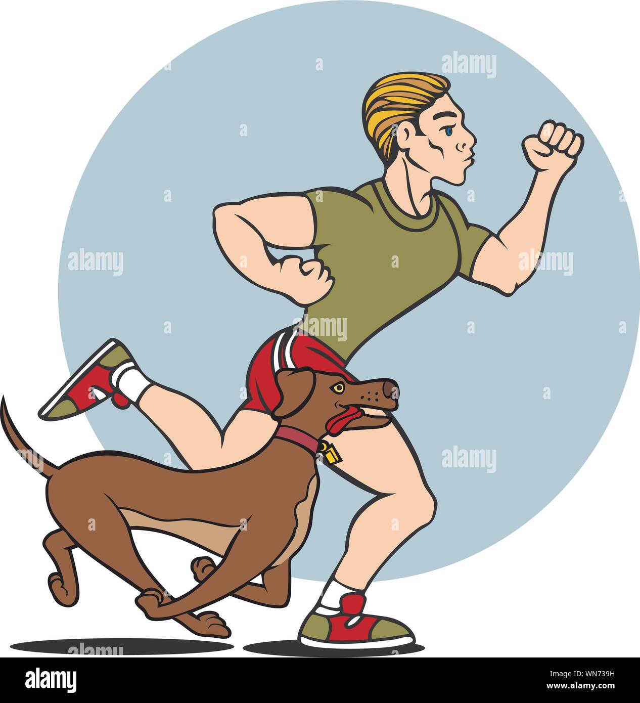 Man Running with Dog Stock Vector Image & Art - Alamy
