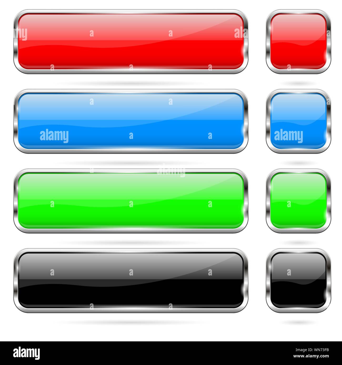 Colored buttons set. Shiny 3d glass icons. Vector illustration isolated ...