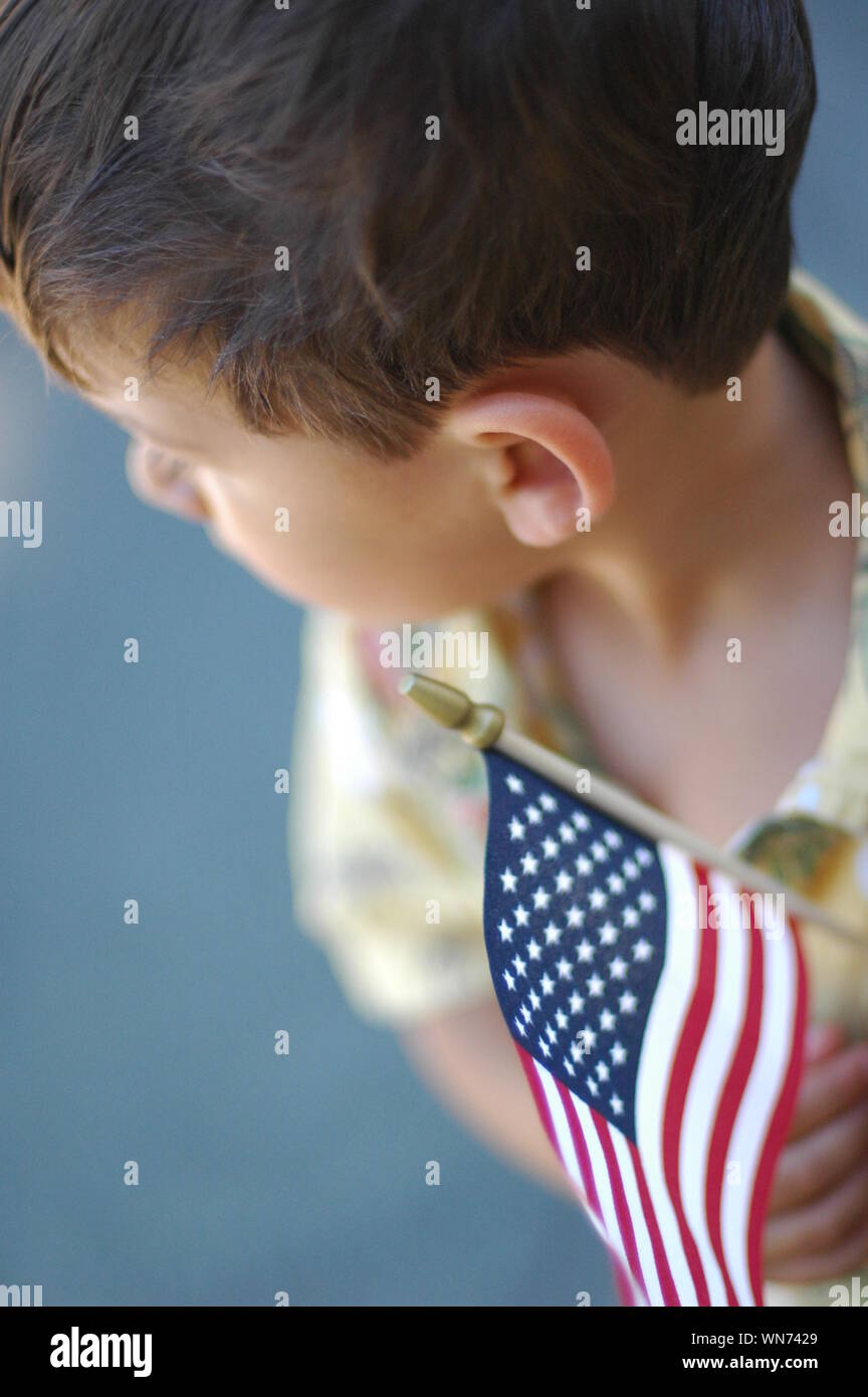 Boy american flag hi-res stock photography and images - Alamy