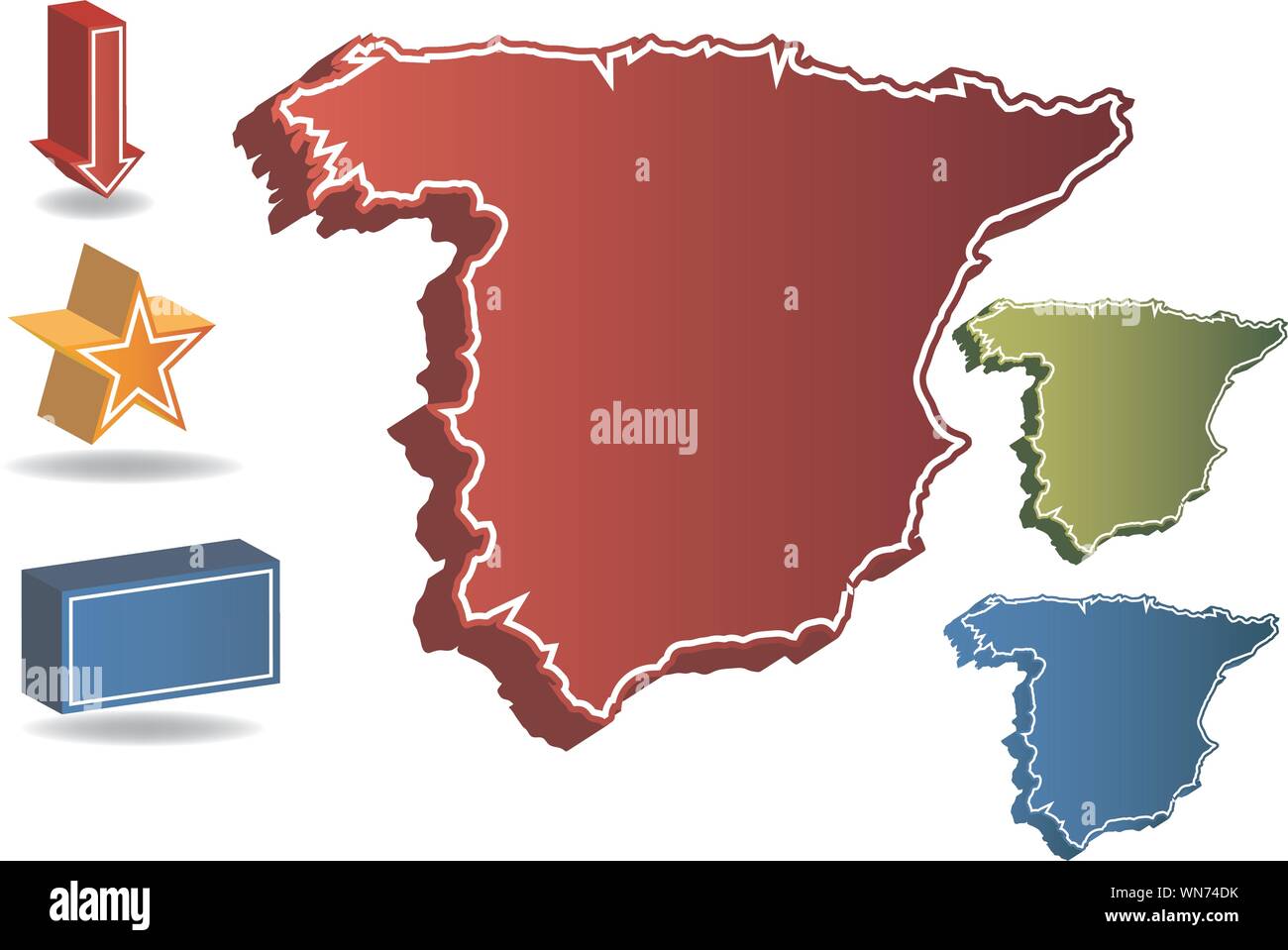 3D Spain Country Map Stock Vector Image & Art - Alamy
