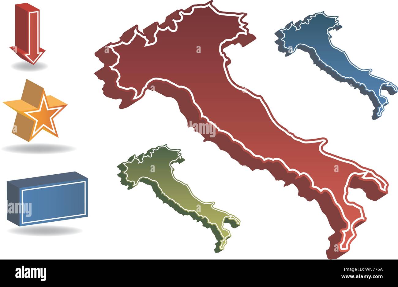 3D Italy Country Map Stock Vector Image & Art - Alamy
