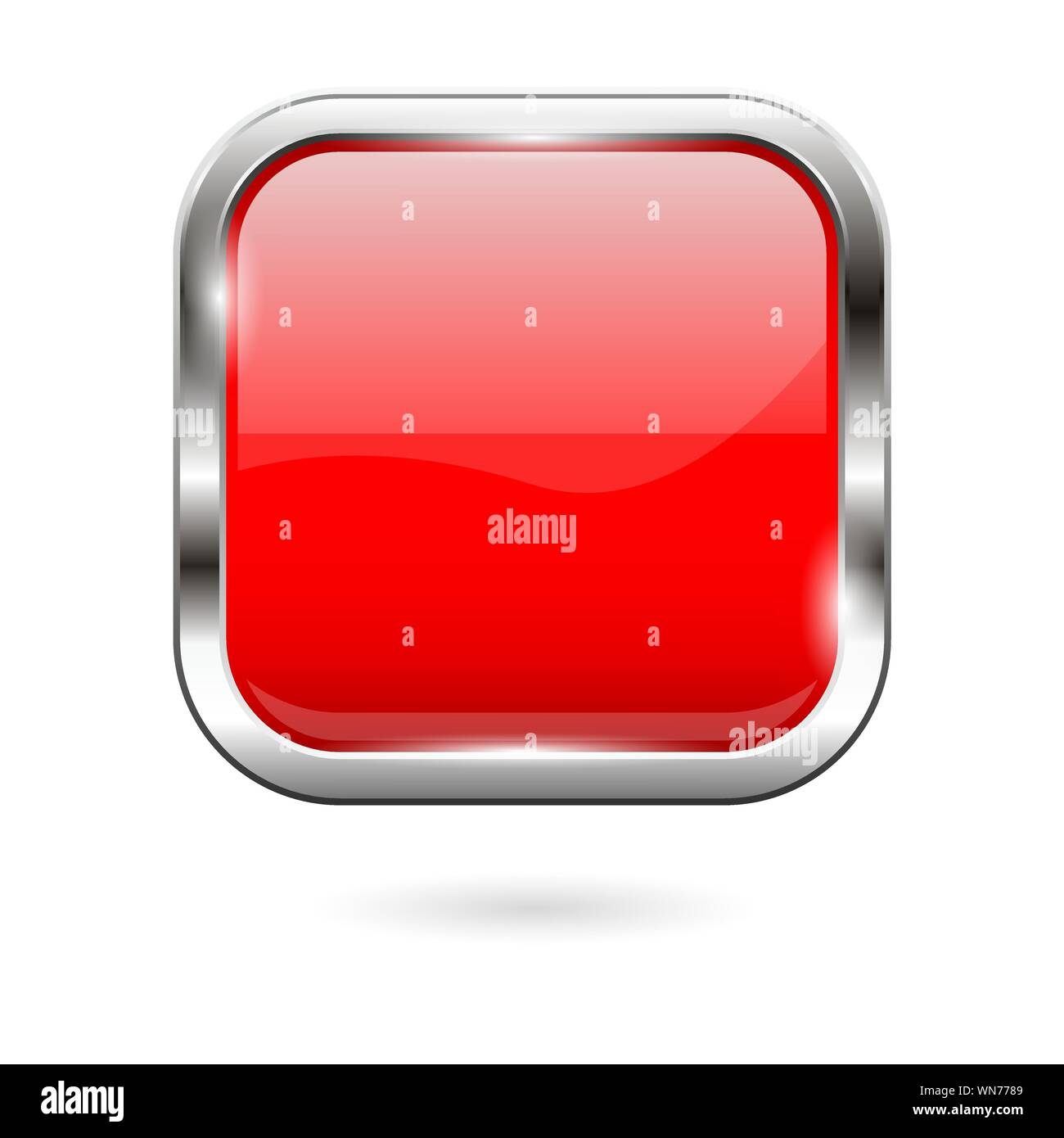 Red glass button. 3d shiny square icon. Vector illustration isolated on ... Red glass button. 3d shiny square icon. Vector illustration isolated on ...