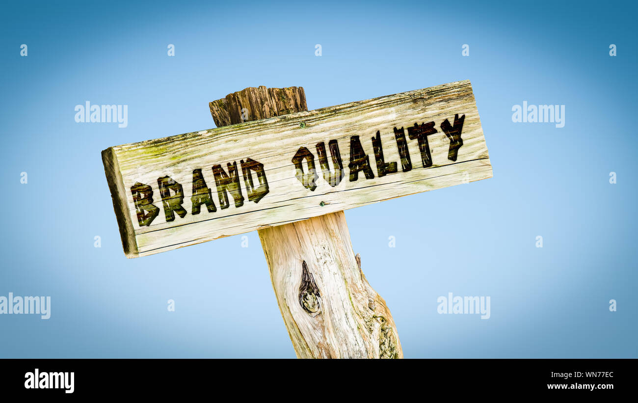 Street Sign the Direction Way to BRAND QUALITY Stock Photo - Alamy