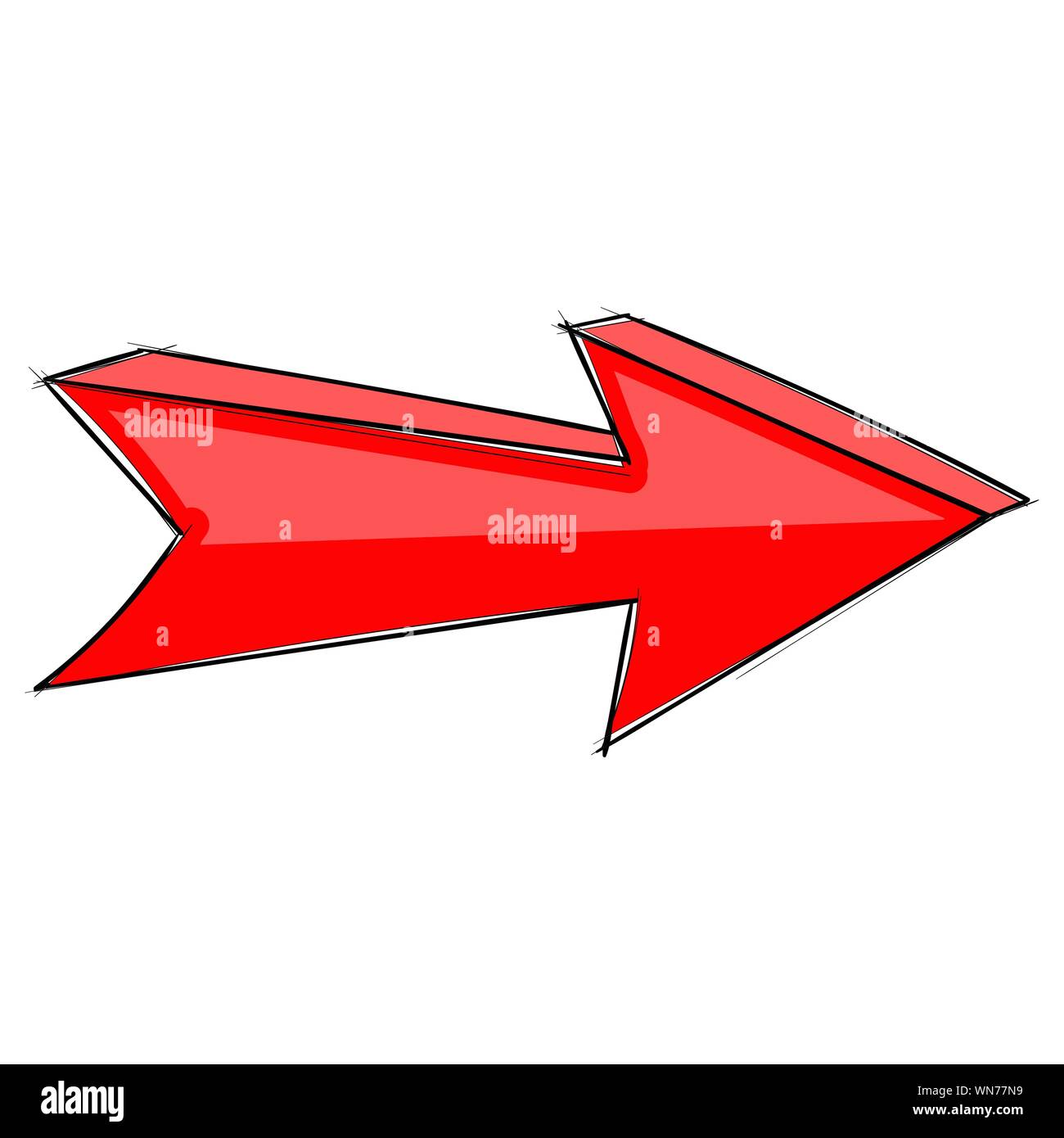 Red Next arrow. Hand drawn sign. Vector illustration isolated on white ...