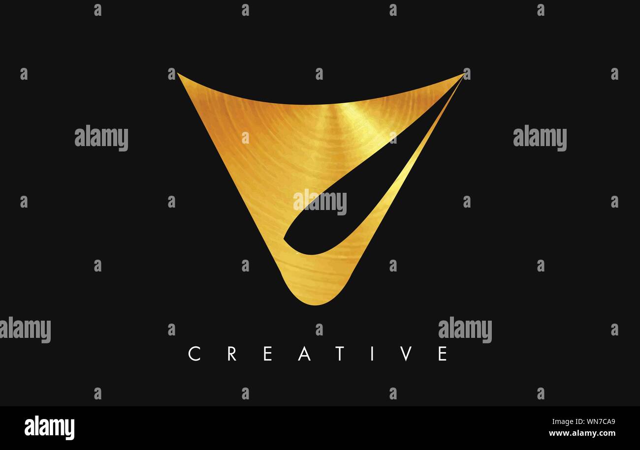 V Golden Letter Modern Trendy Design Logo. Letter V Gold Icon Logo with ...