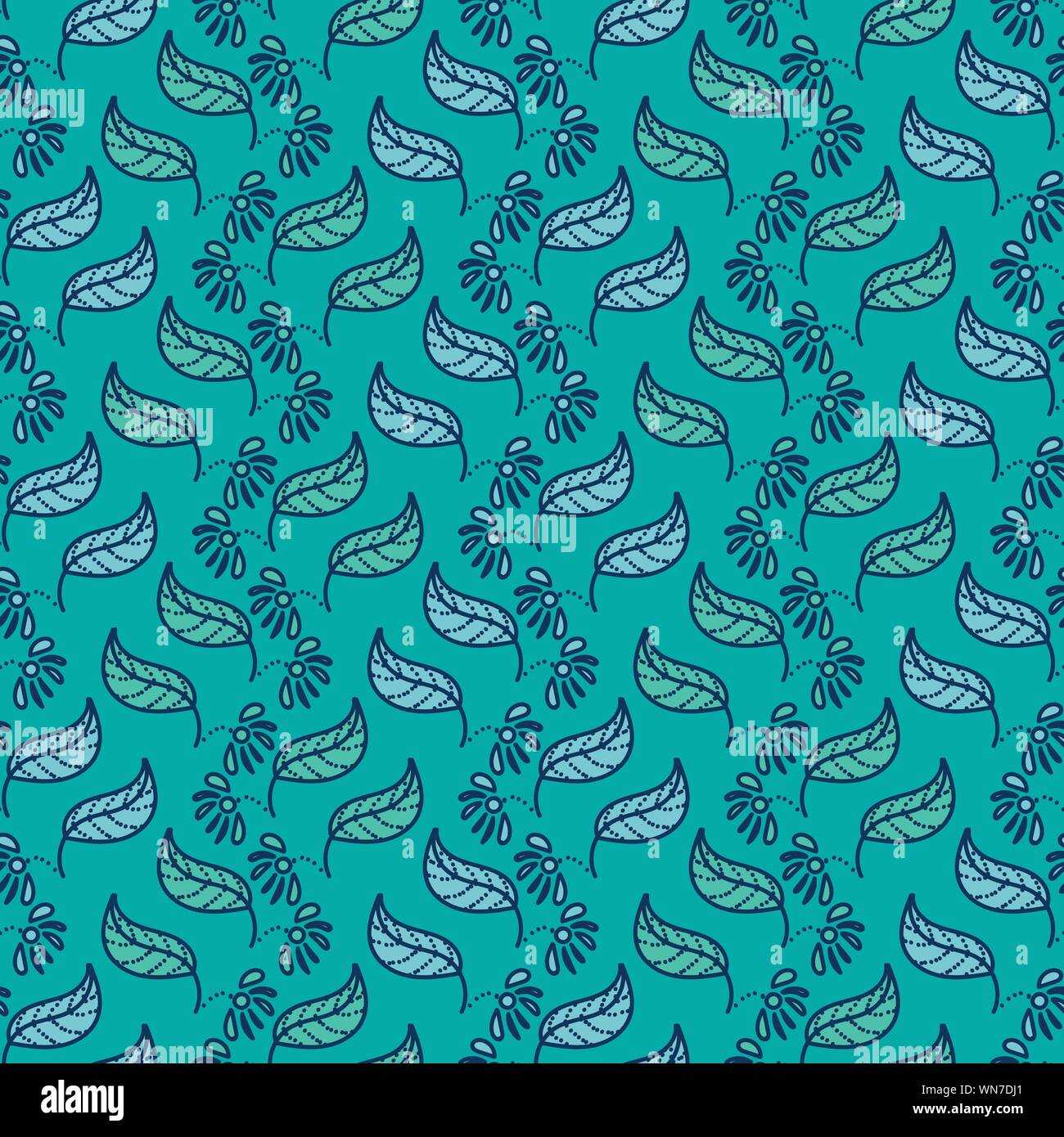 seamless vector floral wavy striped vertical pattern in teal color ...