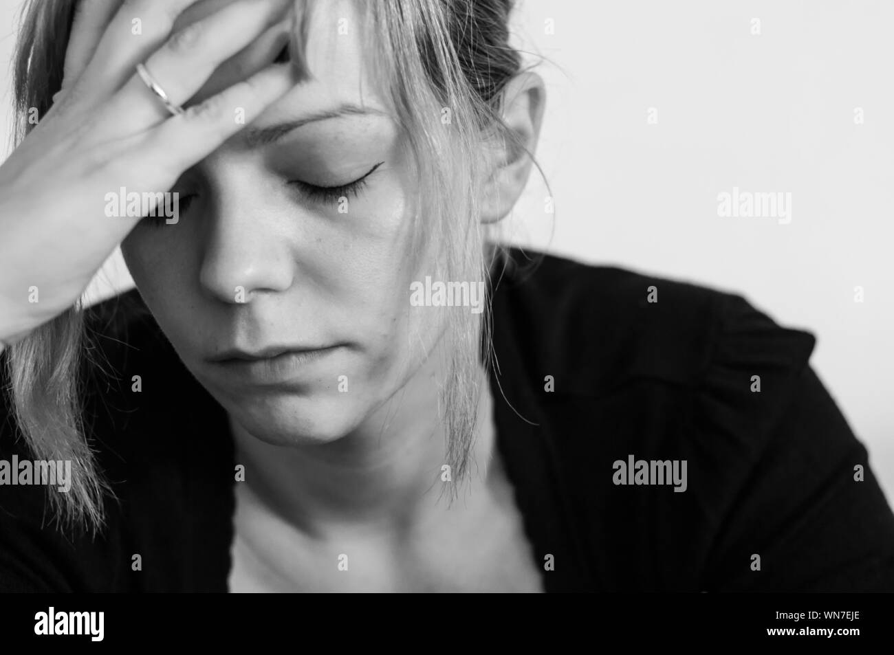 Close Up Sad Face Adult Woman Black and White Stock Photos & Images - Alamy