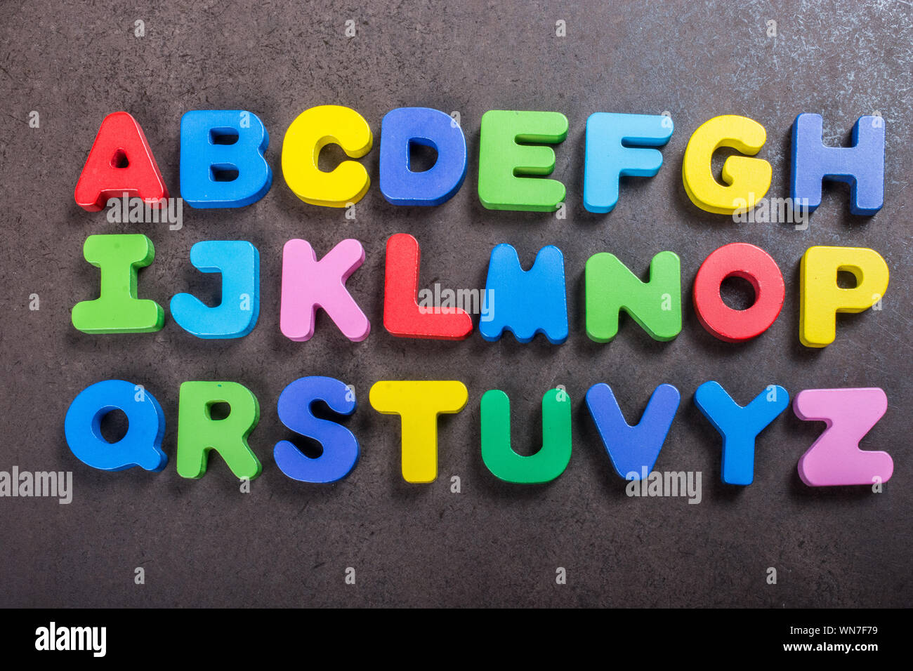 Alphabet ABC wooden letters for early education concept Stock Photo - Alamy