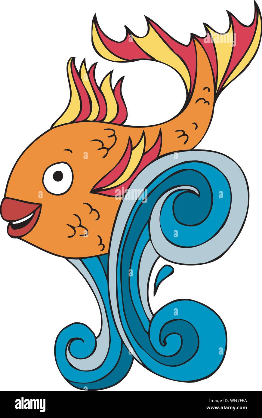 Goldfish water splash Stock Vector Images - Alamy