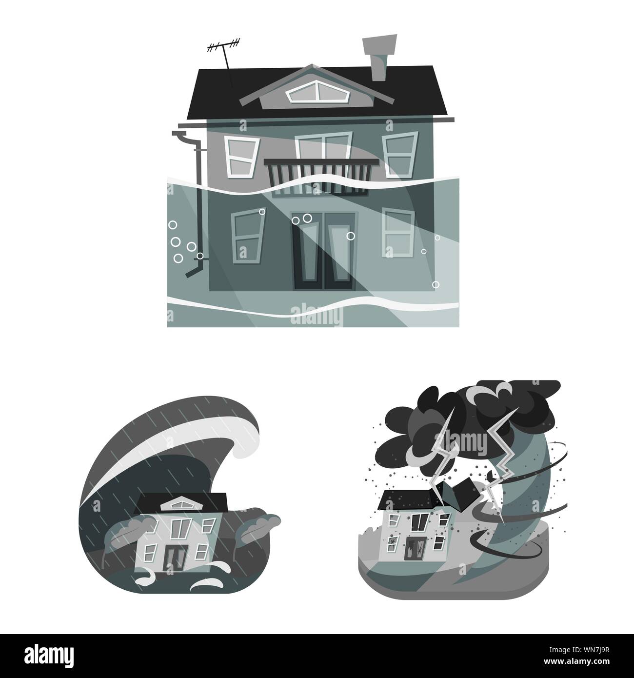 Vector illustration of nature and apocalypse symbol. Collection of ...