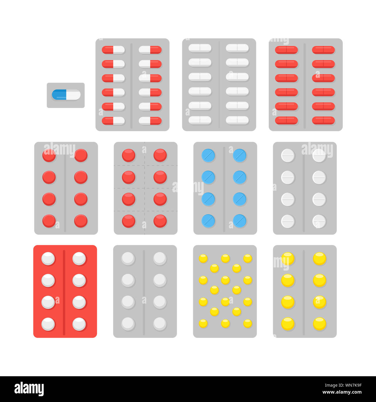 Set of several colorful Medicine, pharmacy, tablet, capsule, hospital ...