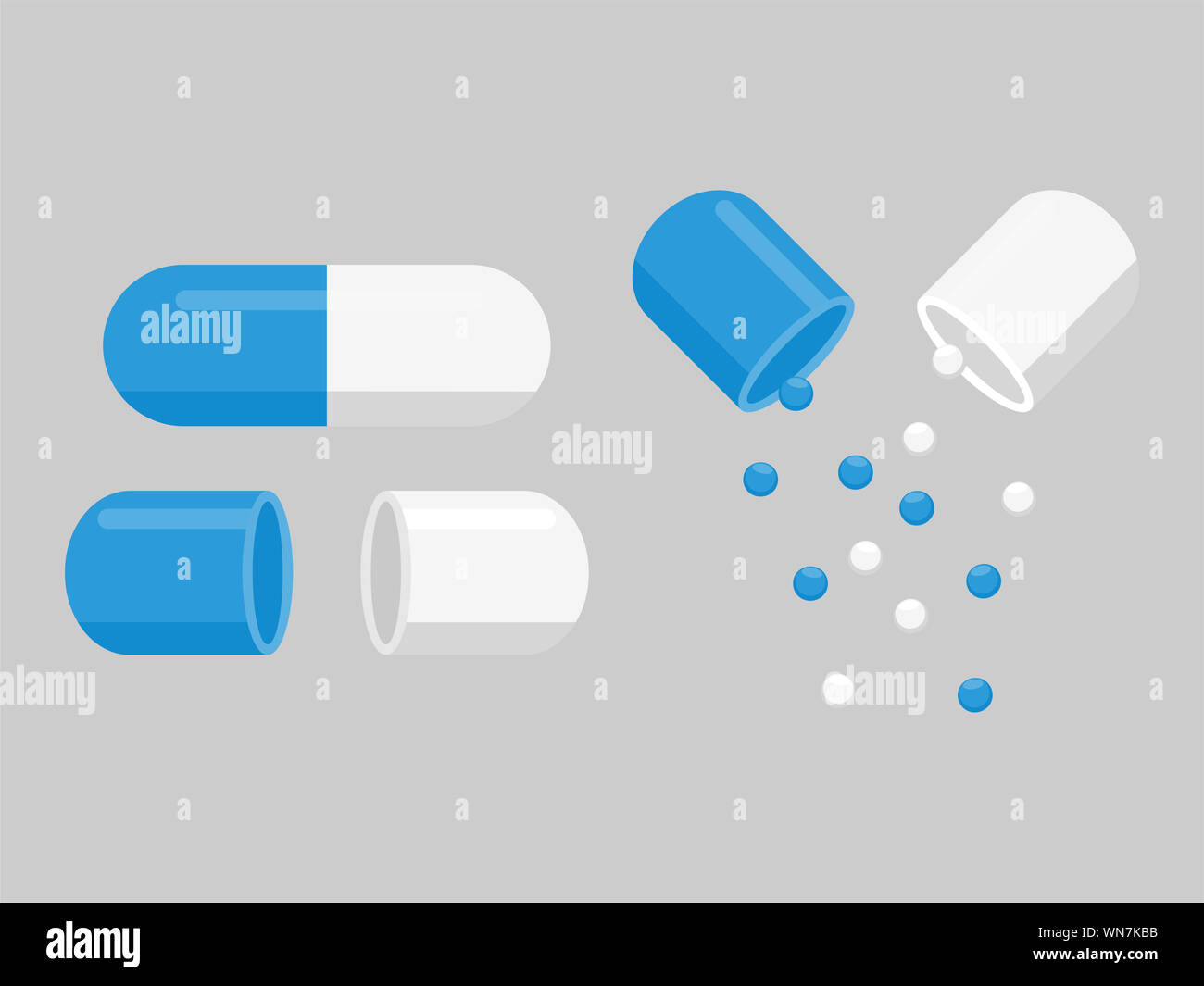 Group of Medicine white blue pills, pharmacy, tablet, capsule, hospital ...