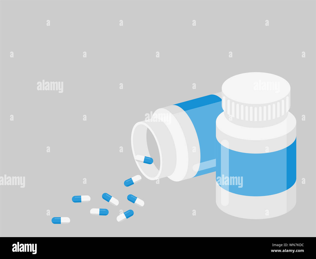 Group of Medicine white blue pills and bottles, pharmacy, tablet ...
