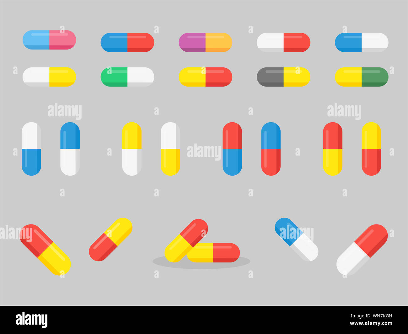 Set of several colorful Medicine, pharmacy, tablet, capsule, hospital ...