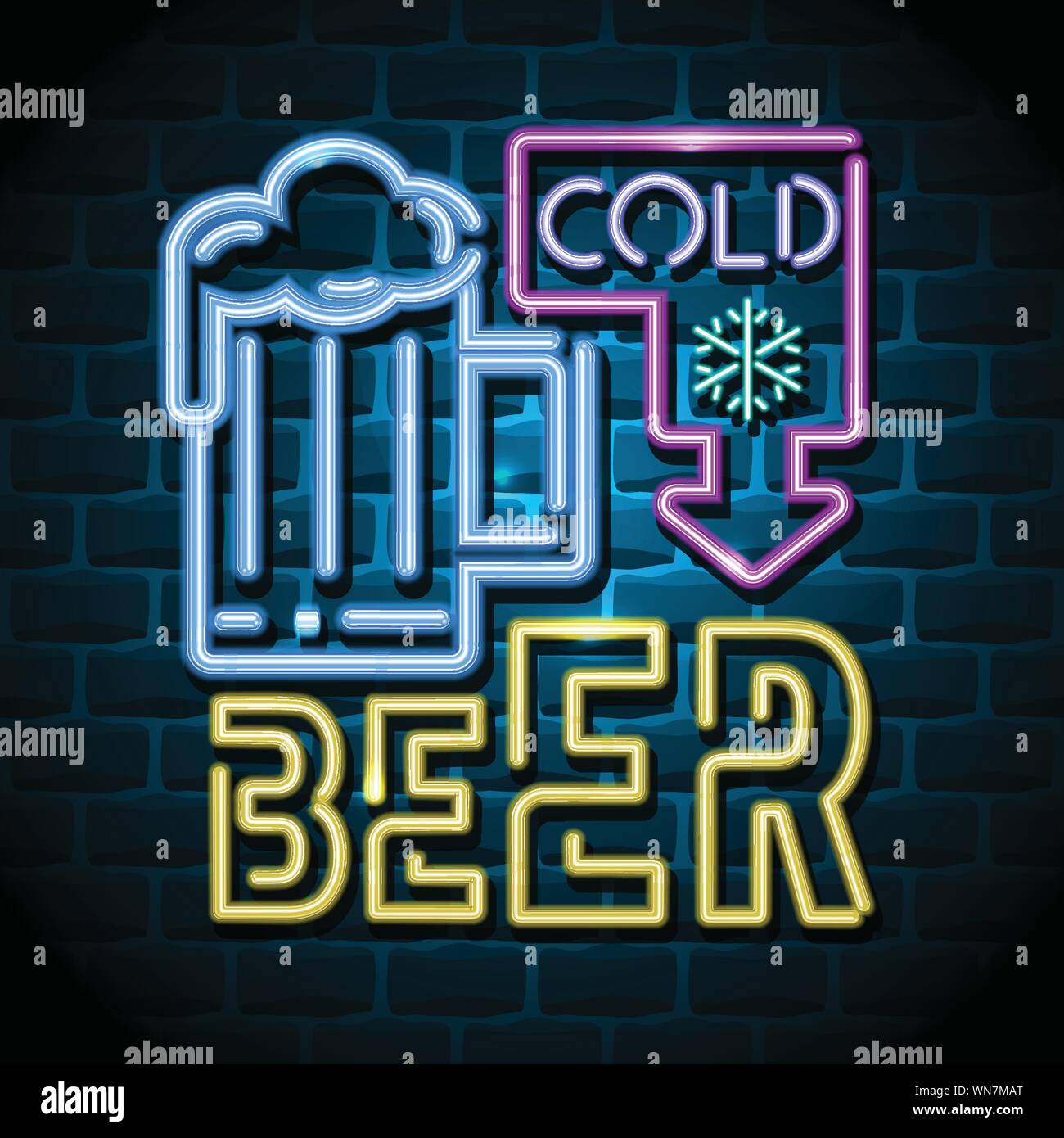 cold beer neon advertising sign Stock Vector Image & Art - Alamy