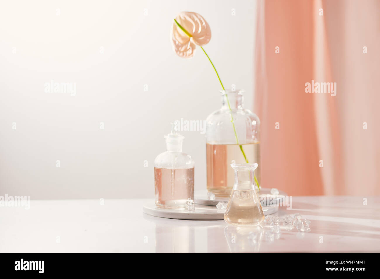 Natural organic extraction, Flower aroma essence solution in laboratory ...