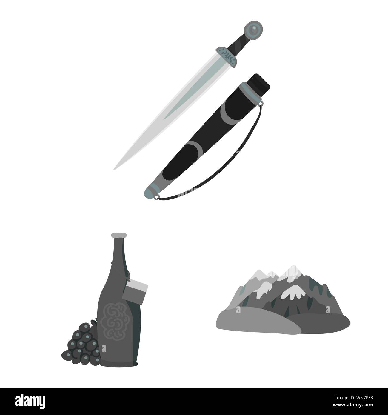 Vector design of attributes and tourism symbol. Set of attributes and ...