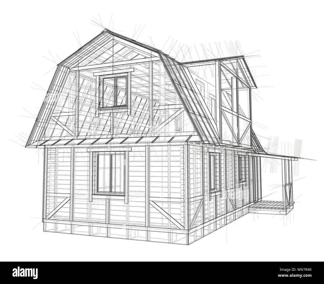 House sketch. Vector rendering of 3d Stock Vector Image & Art - Alamy