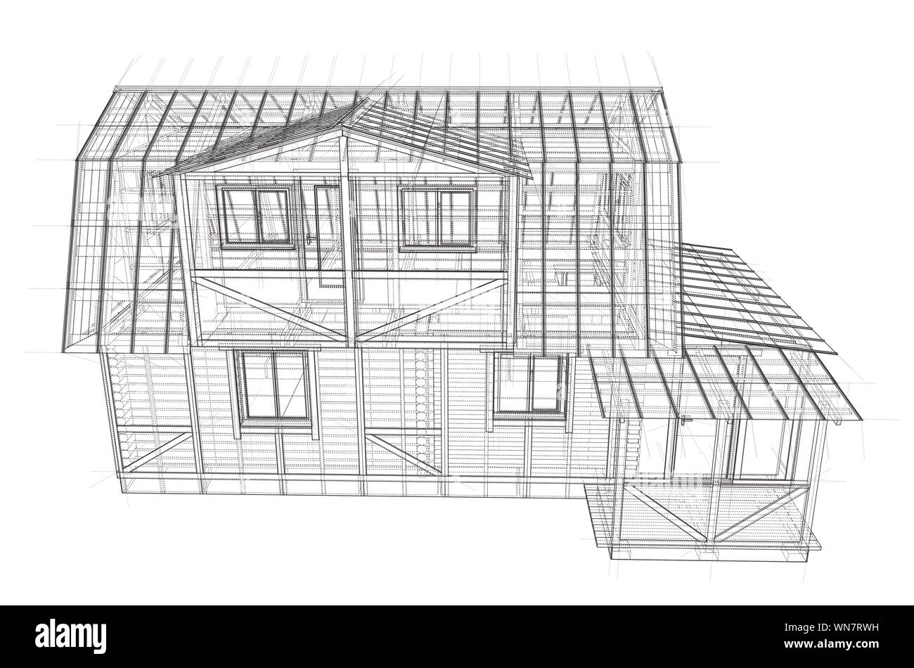 House sketch. Vector rendering of 3d Stock Vector Image & Art - Alamy