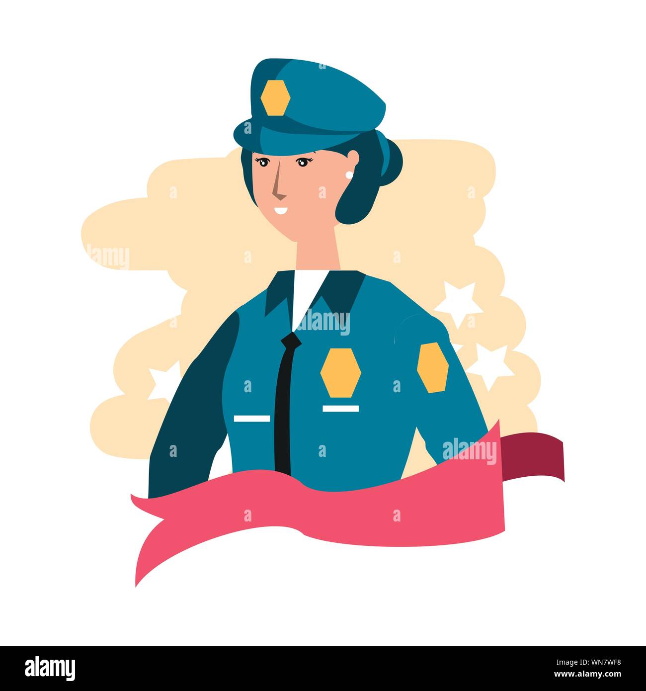 female police officer avatar character vector illustration design Stock ...