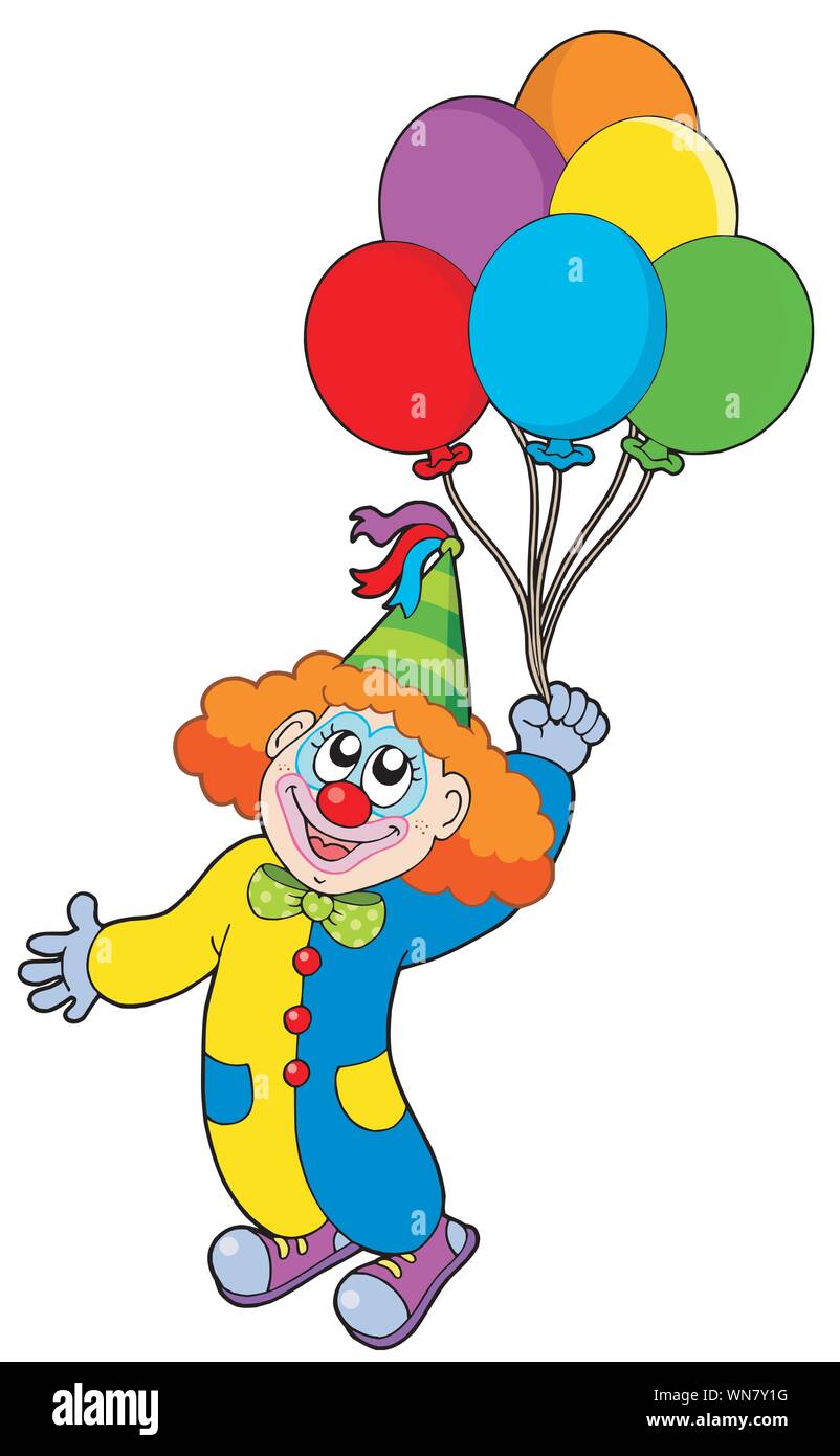 Flying clown with balloons Stock Vector Image & Art - Alamy