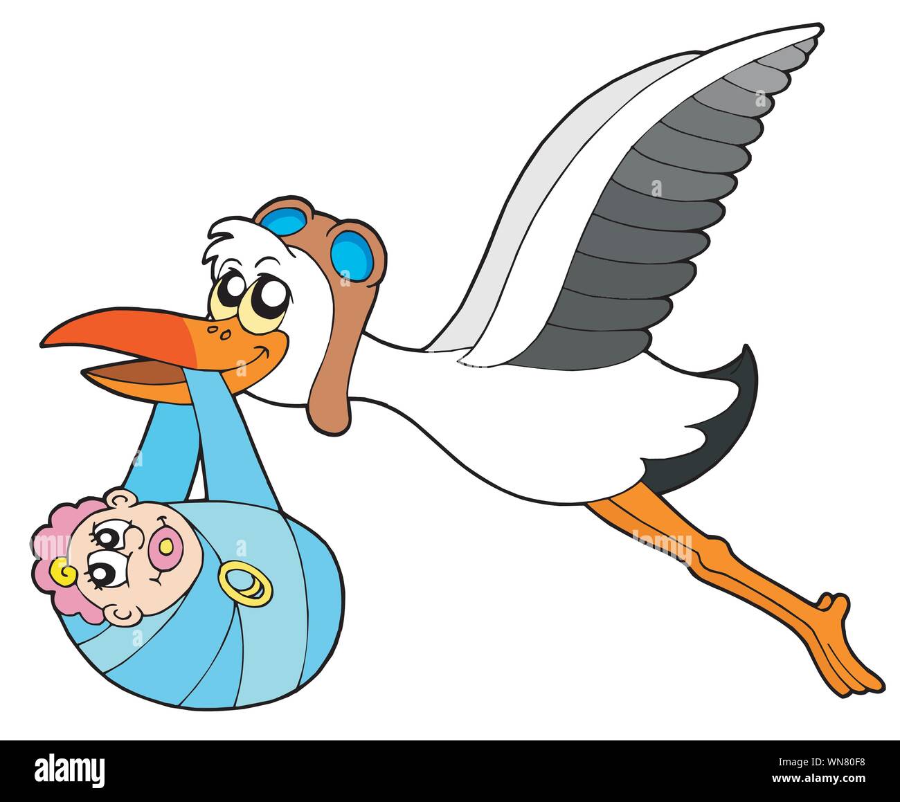 Flying stork delivering baby Stock Vector Image & Art - Alamy