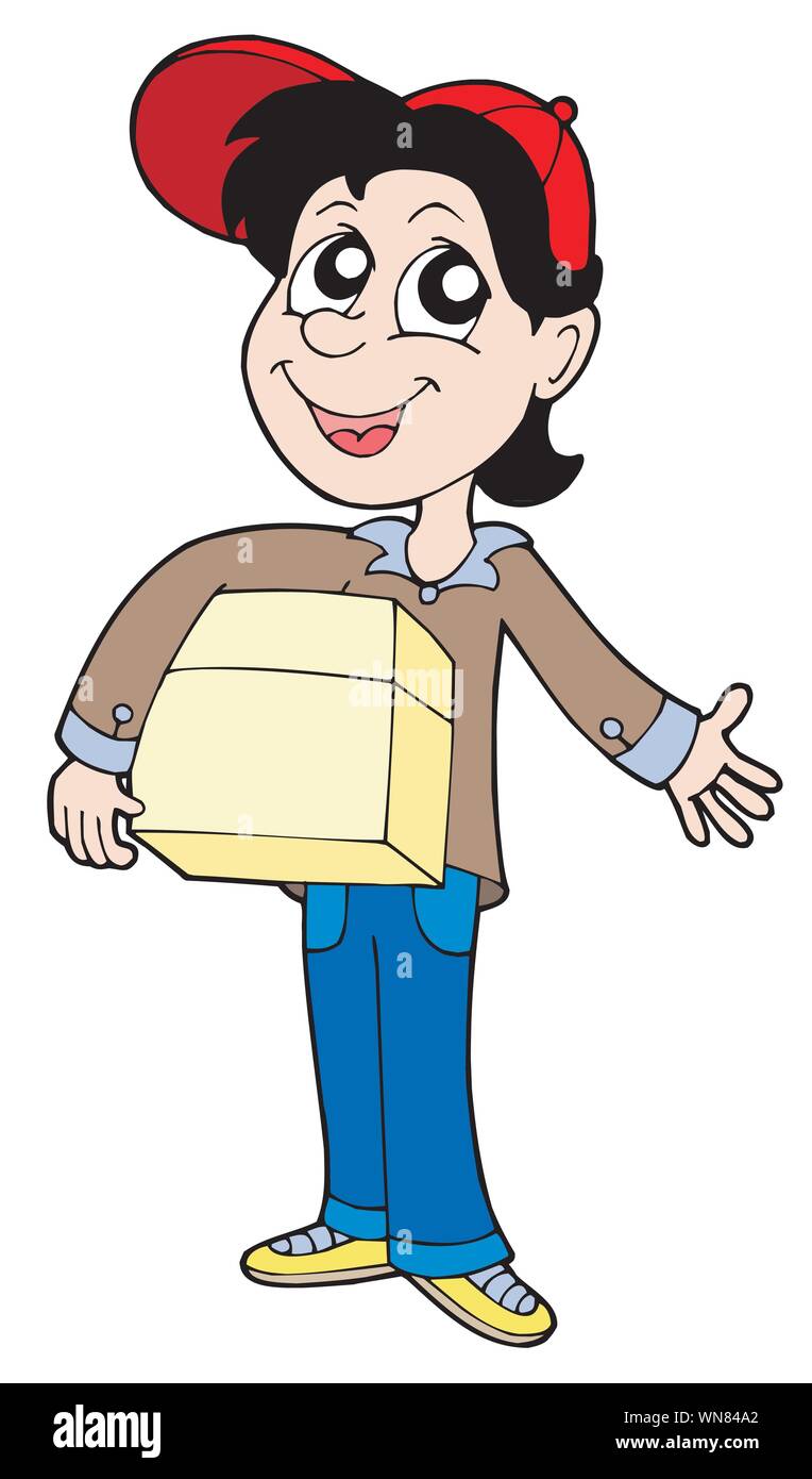 Delivery boy with box 2 Stock Vector Image & Art - Alamy