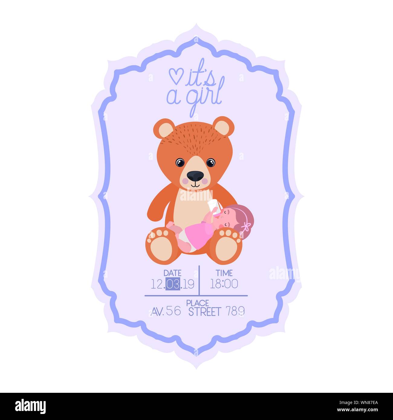 its a girl card with little baby character Stock Vector Image & Art - Alamy