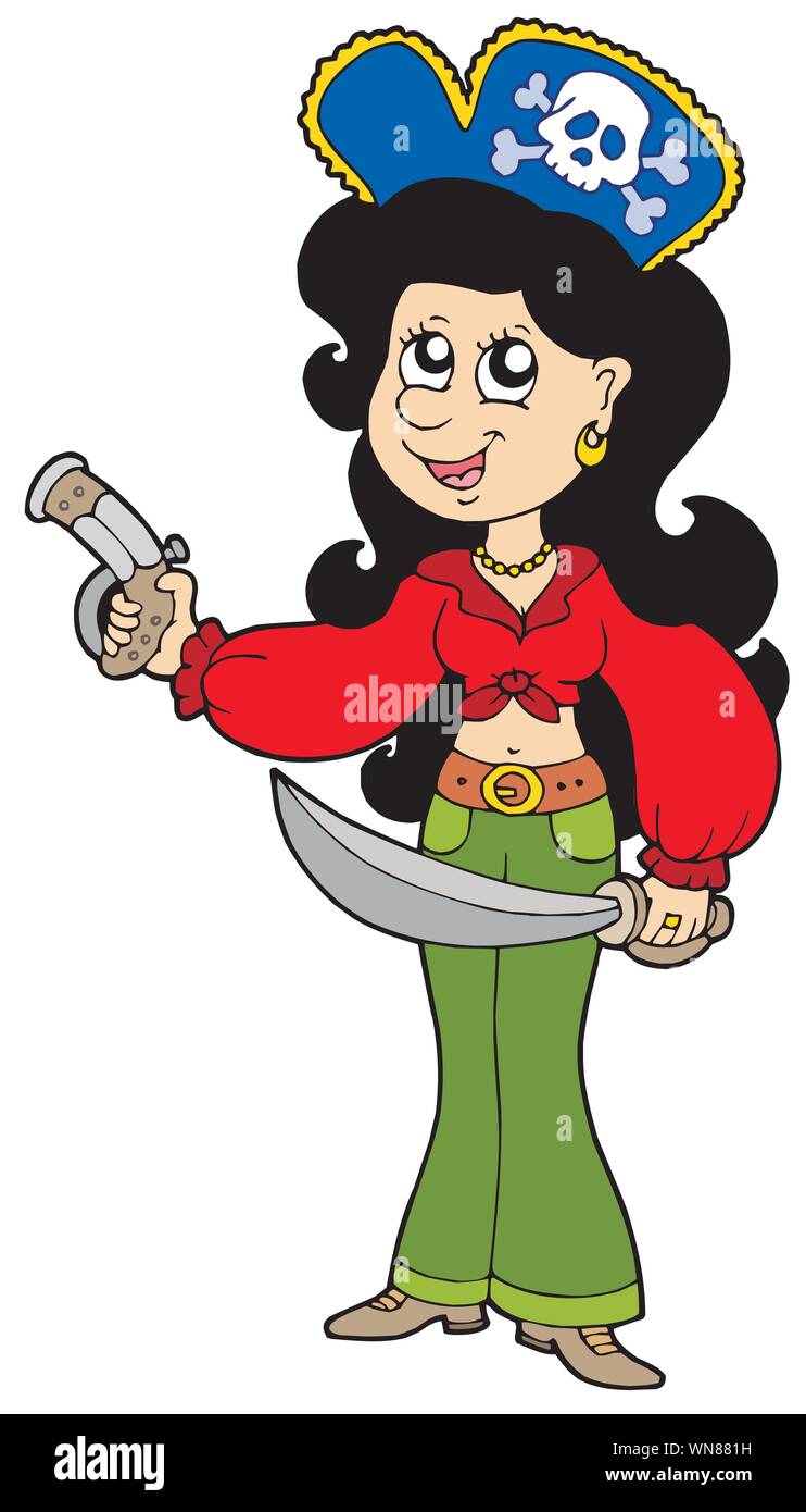 Cute pirate girl with pistol and sabre Stock Vector Image & Art - Alamy
