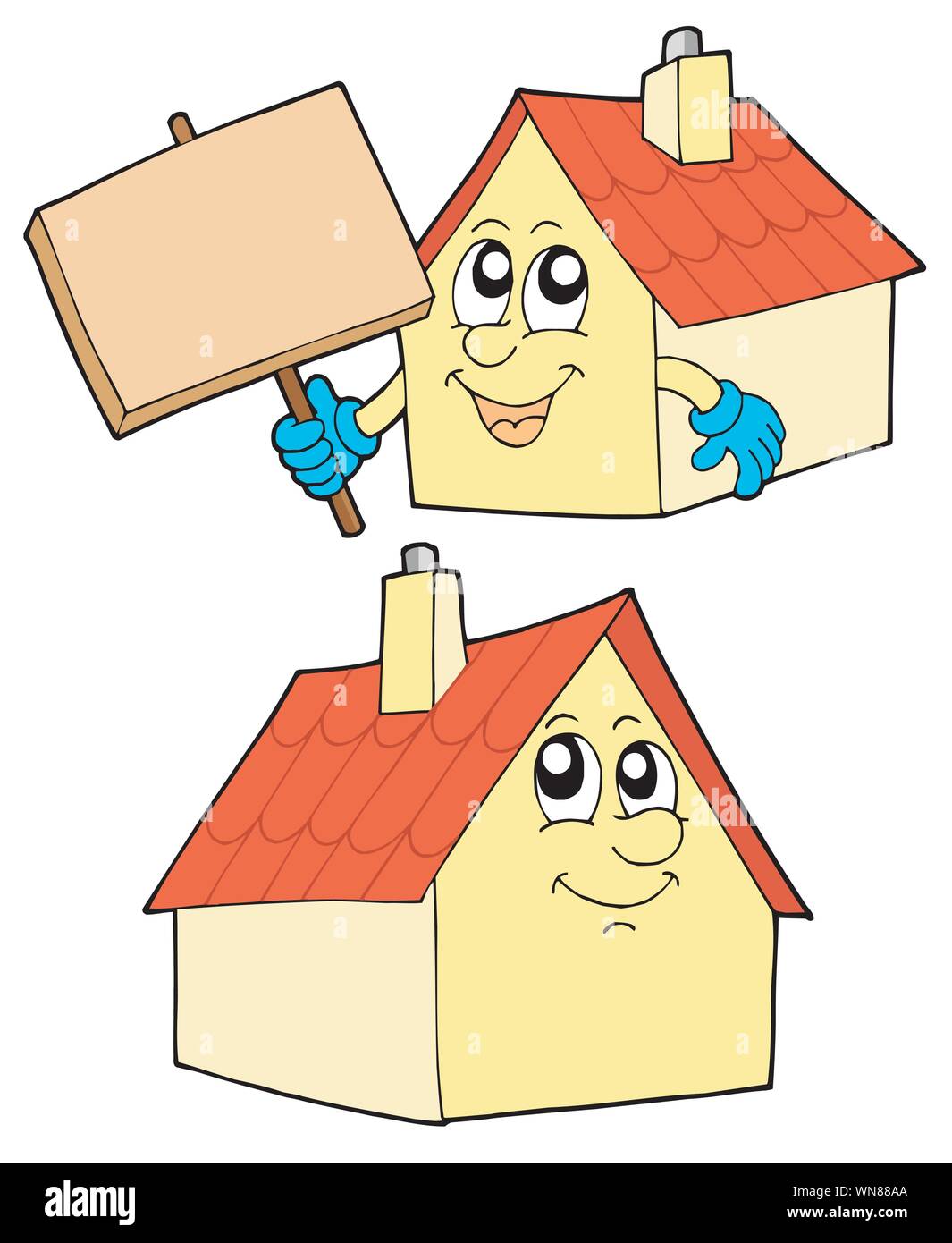 Two houses illustration Cut Out Stock Images & Pictures - Alamy