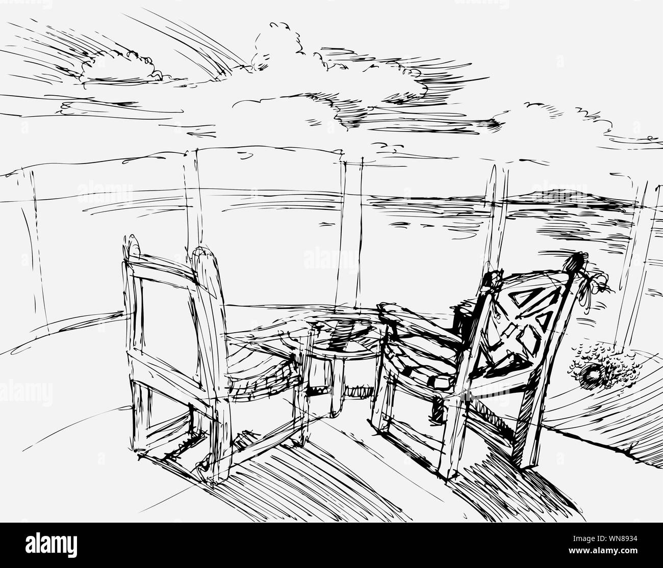 Hotel balcony ocean view Stock Vector Images - Alamy