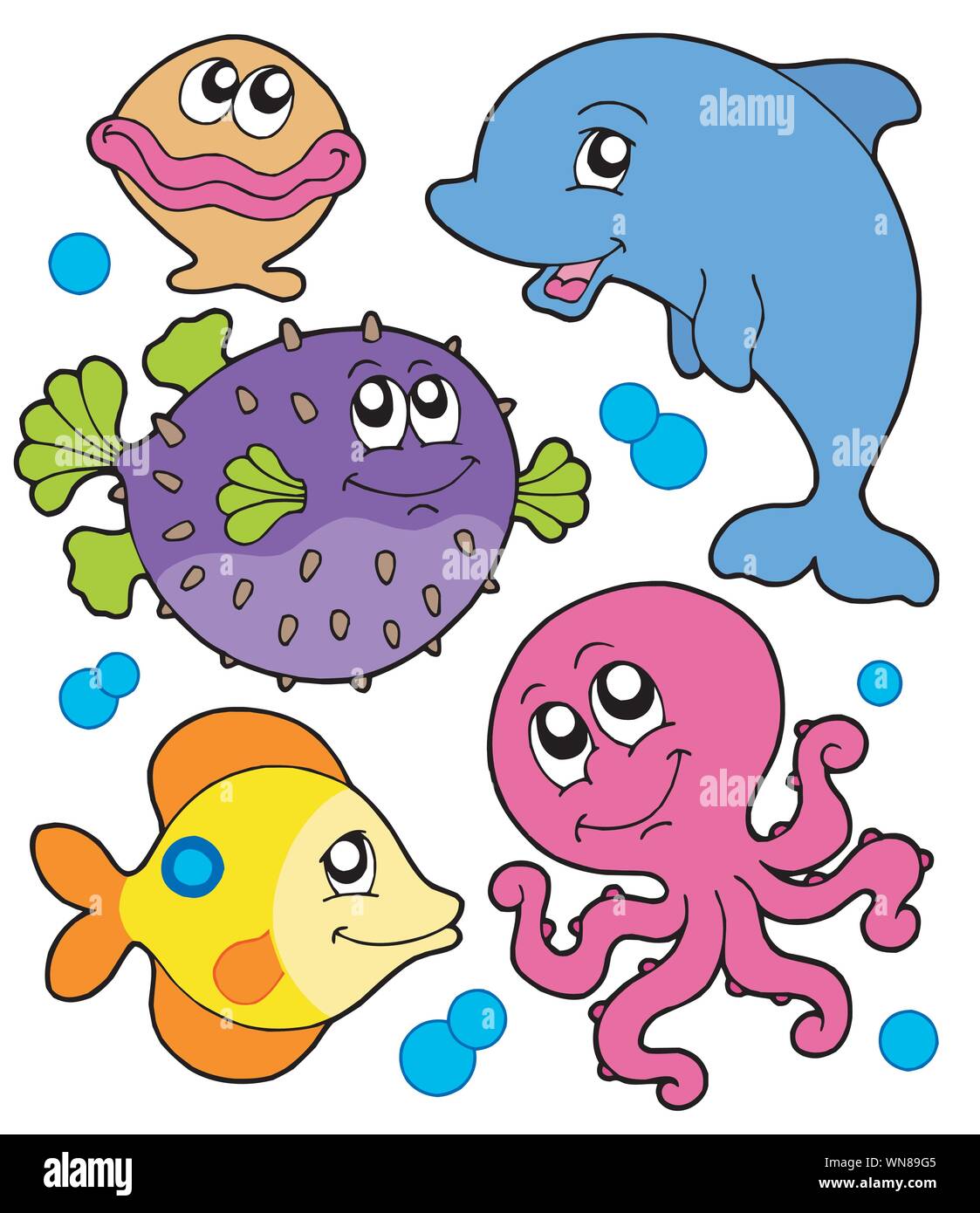 Cute marine animals collection 1b Stock Vector Image & Art - Alamy