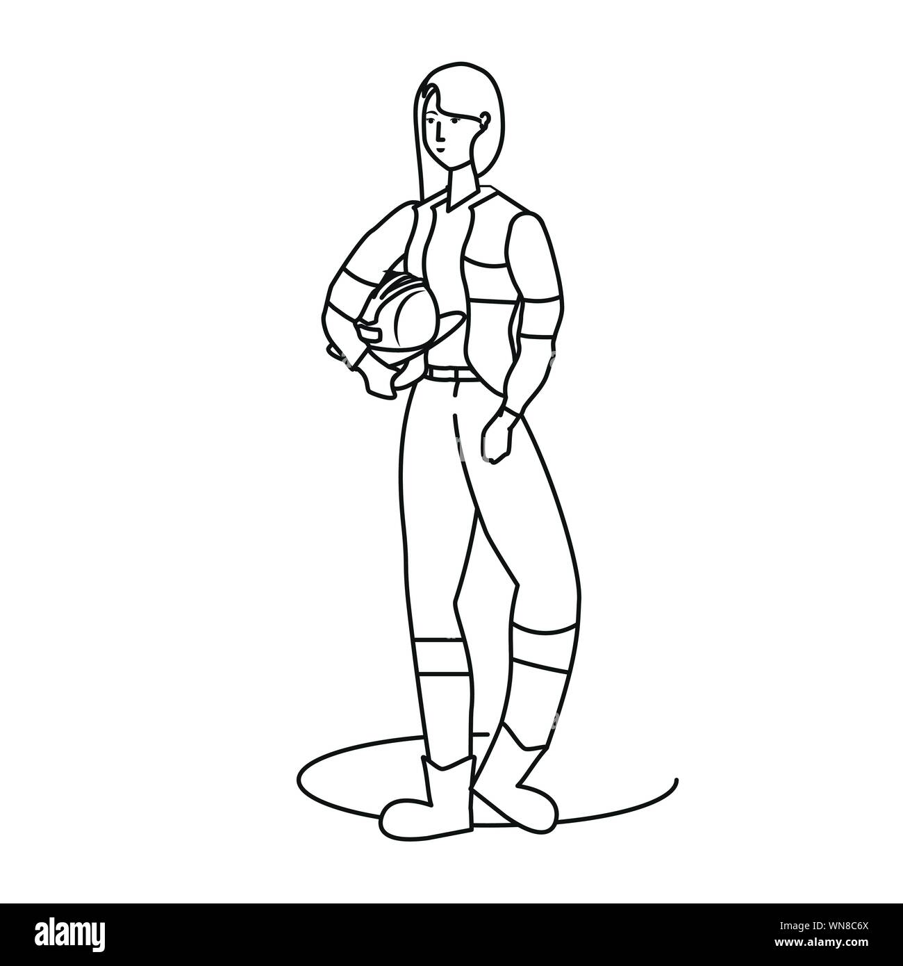 female firefighter worker avatar character vector illustration design ...