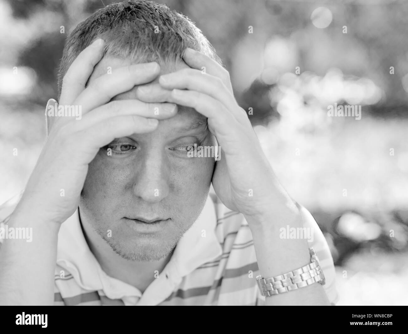 Sad face man Black and White Stock Photos & Images - Alamy