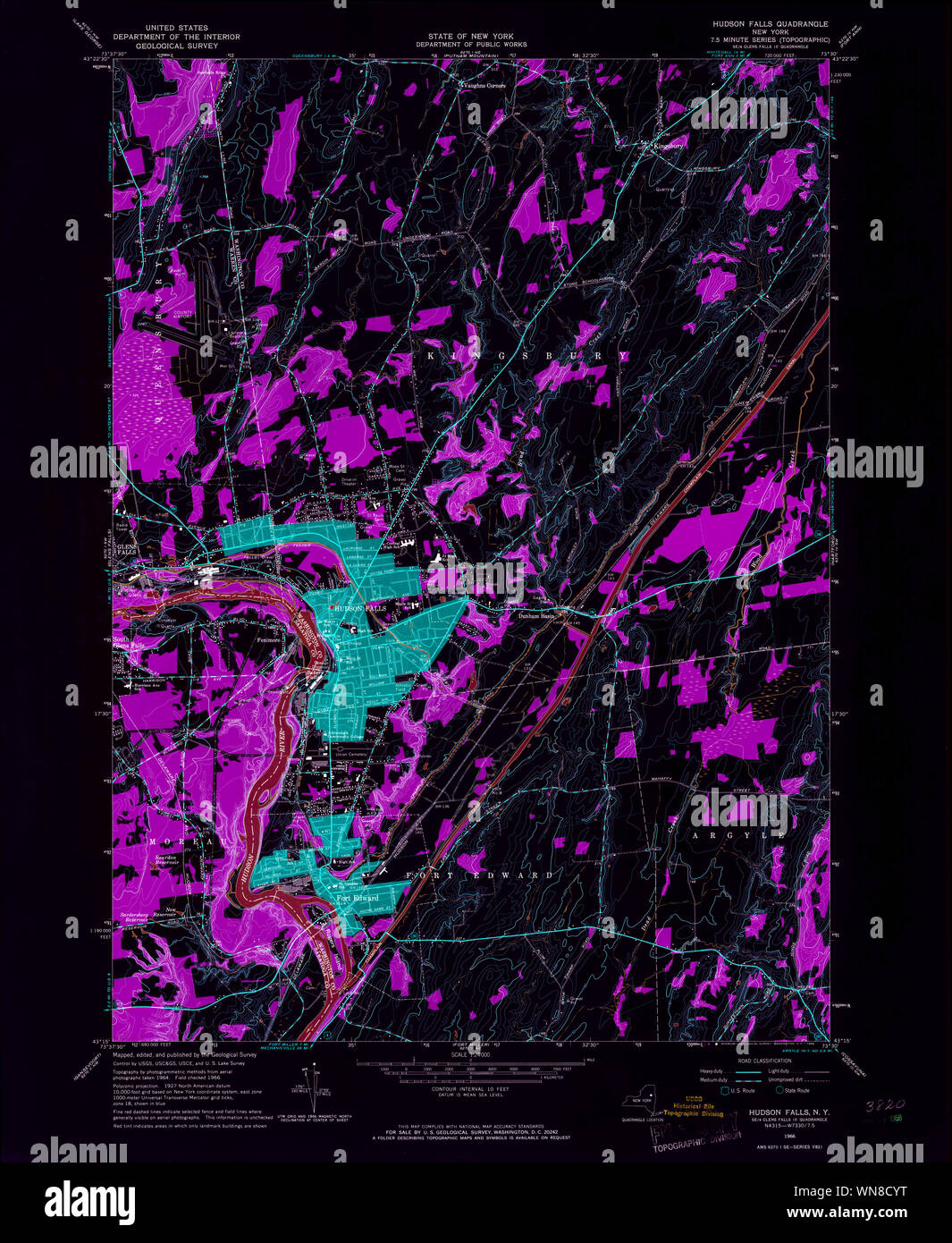 Map of hudson falls new york hi-res stock photography and images - Alamy